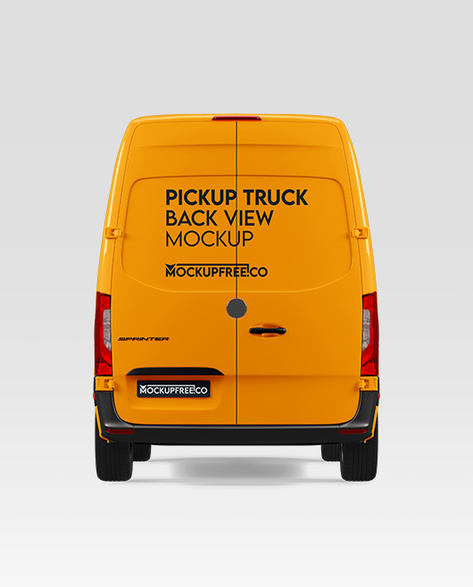 Cargo Minivan Back View Mockup PSD for Photoshop