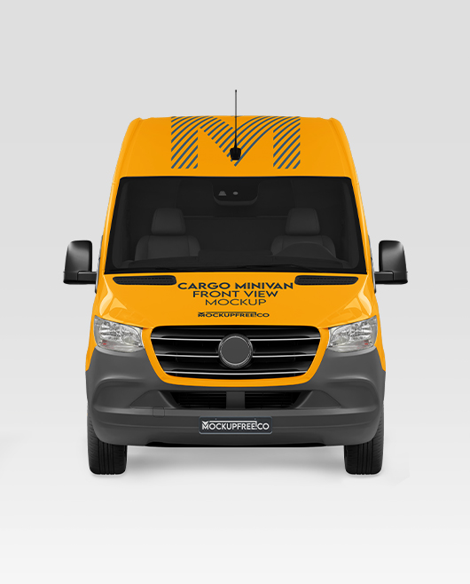Cargo Minivan Front View Mockup PSD for Photoshop