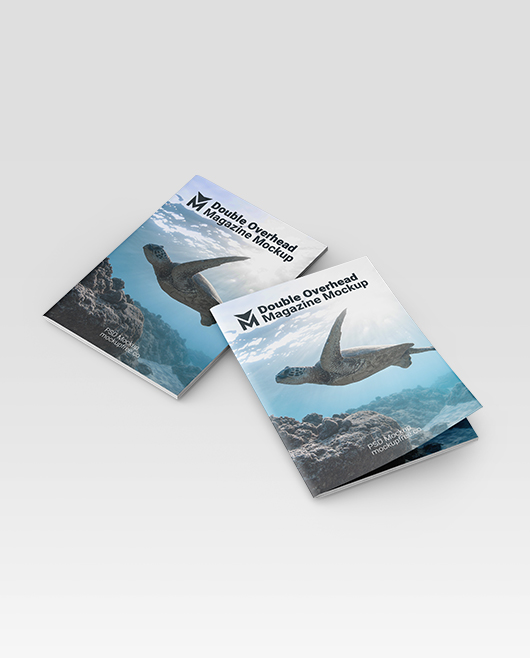 Free Double Overhead Magazine PSD Mockup Set for Photoshop