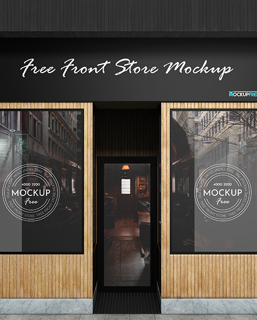 Free Front Store Mockup Template made in PSD format