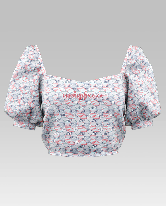 Free Puff Sleeve Top PSD Mockup - Mockupfree.co