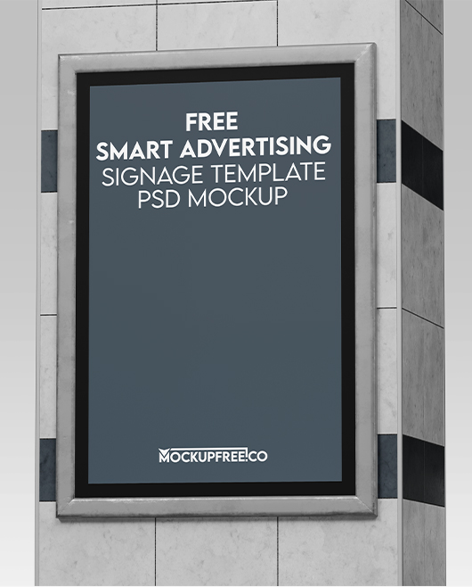 Free Smart Advertising Signage PSD Template Mockup for Photoshop