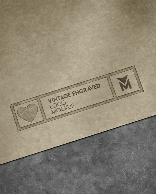 Free Vintage Engraved Logo Mockup PSD Set for Photoshop