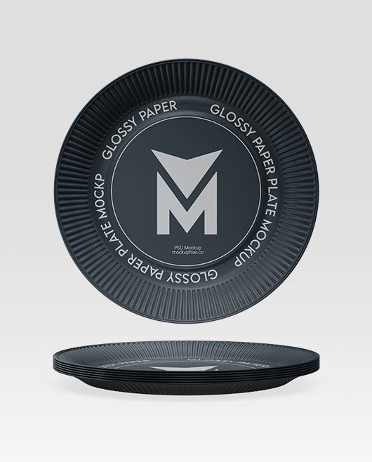 Glossy Paper Plate PSD Mockup Bundle for Photoshop