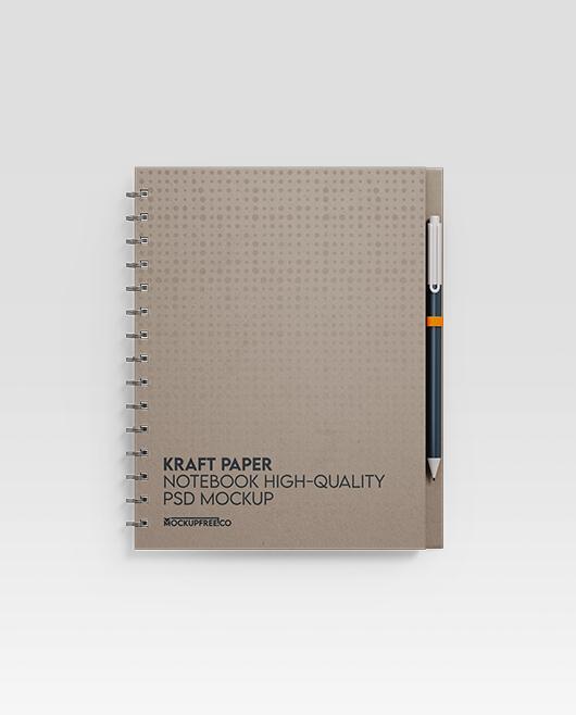 Kraft Paper Notebook High-Quality PSD Mockup Set for Photoshop
