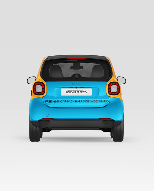 Mini Car Back Half Side Mockup PSD for Photoshop