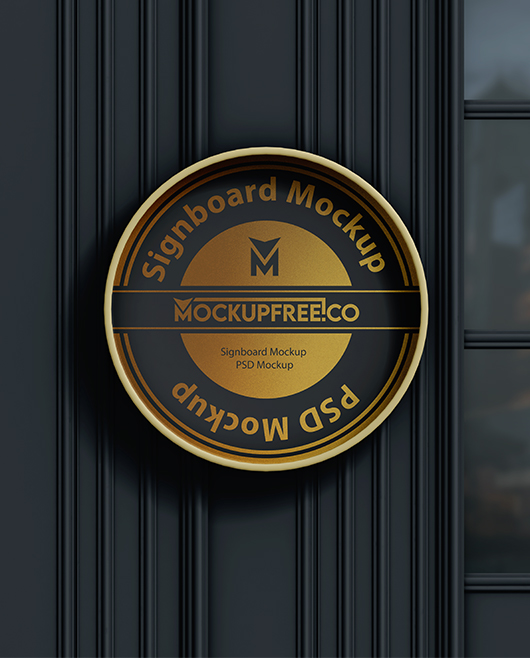 Round Signboard PSD Mockup